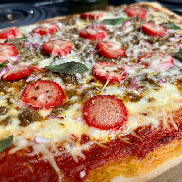 Bright Leaf Red Hot Southern Style Pizza - Bright Leaf Hotdogs